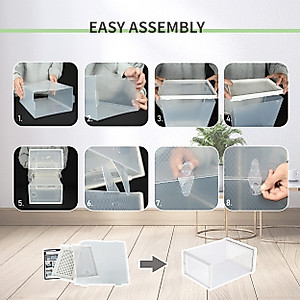 Hrrsaki 15 Pack Shoe Storage Boxes, Shoe Boxes Clear Plastic Stackable, Shoe Organizer Boxes with Front Opening Lids, Ventilation and Dust-proof, Shoe Container Boxes for Closet, Bedroom, Bathroom