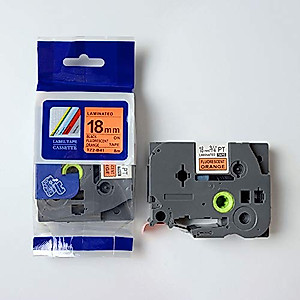 1PK Black on Orange Fluorescent Laminated Label Tape Compatible for Brother P-Touch TZe-B41 TZ-B41 (18mm x 8m)