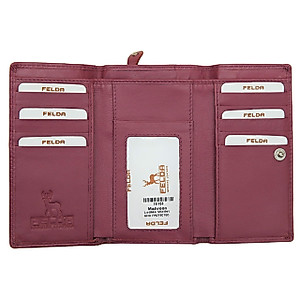 Felda RFID Purse Genuine Leather Ladies Soft Wallet Womens Multi Colour 19 Card Slot