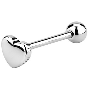 Forbidden Body Jewelry Tongue Rings Surgical Steel Screw-On Heart Shape Top Tongue Barbell 14G