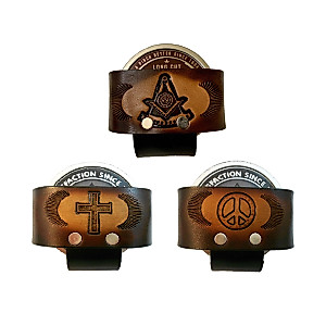 Leather Snuff Can Holder, Holster, Chew Dip Tobacco Case, Handcrafted, Many Tooled Designs