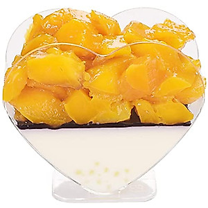 Healthcom 50 Packs 80ml Clear Mousse Dessert Cups Heart-Shaped Cake Cups Disposable Ice Cream Dessert Bowls Tasting Sample Cup Salad Sundae Pudding Cups Plastic Tableware Supplies for Party Wedding