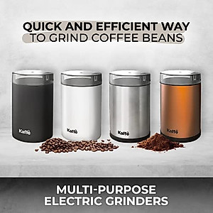 Kaffe Coffee Grinder Electric - Spice Grinder w/Cleaning Brush, Easy On/Off - Perfect for Espresso, Herbs, Spices, Nuts, Grain - 3.5oz / 14 Cup (Black)