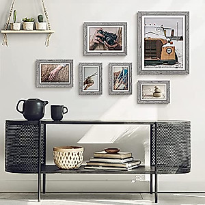 HAMITOR Picture Frames Set for Wall Decor- 12 Pack Gallery Wall Frames Set, Collage Photo Frames Wall Mounting Including One 8x10 / Four 5x7 / Five 4x6 / Two 6x8 Inch- Rustic Gray