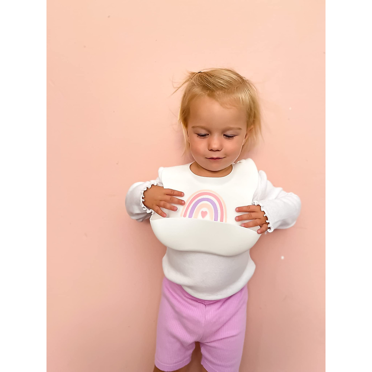 Beanie Kate Silicone Feeding Bib,Durable Pocket Adjustable Strap BPA Free Silicone Waterproof Easy Cleanup Comfortable for Babies & Toddlers (Rainbow),6 month2 years