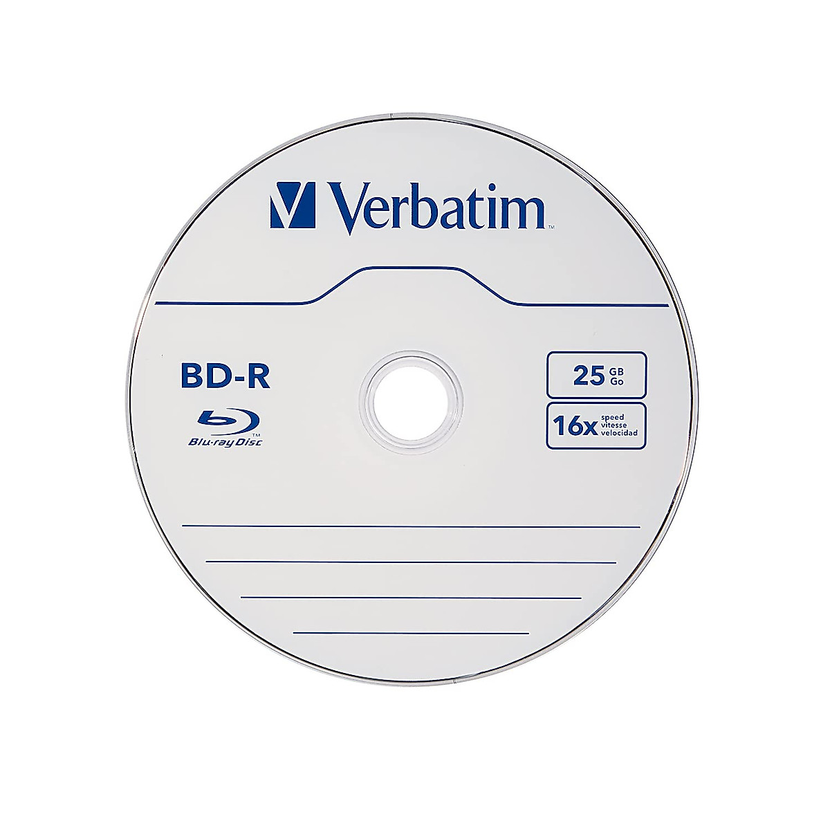 Verbatim BD-R 25GB 16X Blu-ray Recordable Media Disc - 50 Pack Spindle - 98397