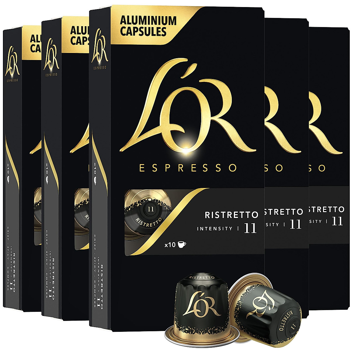 L'OR Espresso Capsules, 50 Count Ristretto, Single-Serve Aluminum Coffee Capsules Compatible with the L'OR BARISTA System & *Nespresso Original Machines