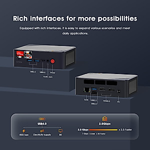 BOSGAME Mini PC H77, AMD Ryzen 7 7735HS, AMD Radeon 680M Graphics, 32GB DDR5 512GB PCIe 4.0 SSD Mini Computers Windows 11 Pro Mini Gaming PC, USB 4.0/Wi-Fi 6/Bluetooth 5.2/2.5Gbps LAN