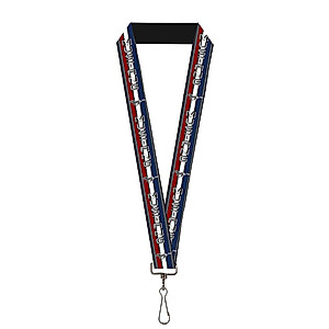 Buckle-Down womens Lanyard - 1.0" Mustang/Text W/Tri-bar Stripe Key Chain, Multicolor, One Size US
