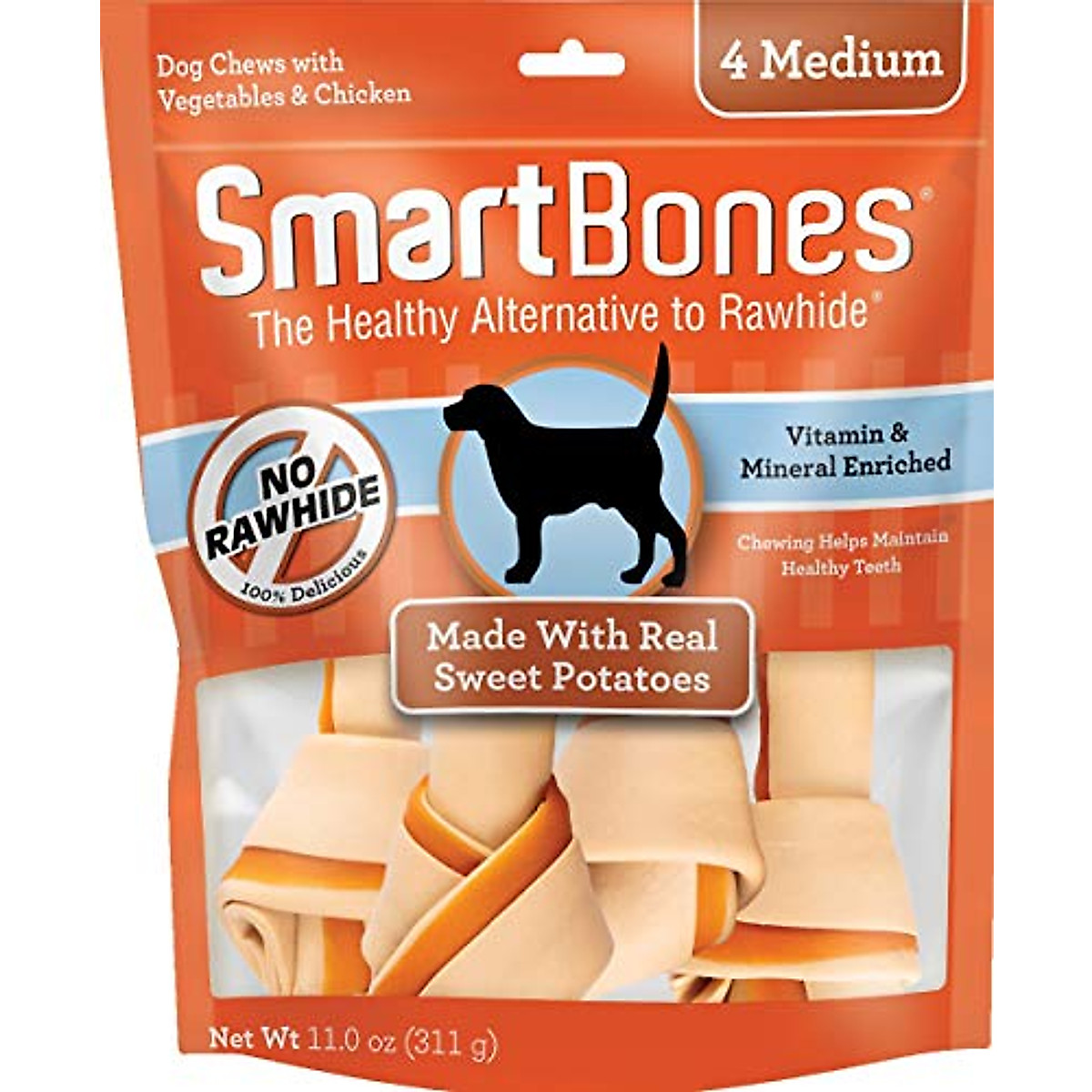 SmartBones Sweet Potato Dog Chew, Medium, 4 pieces/pack