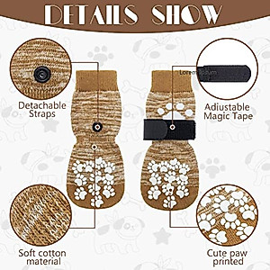 EXPAWLORER Double Side Anti-Slip Dog Socks 2 Pairs - Adjustable Pet Paw Protector with Strap, Traction Control Non-Skid for Indoor on Hardwood Floor Wear, Paw Protection for Puppy Dogs