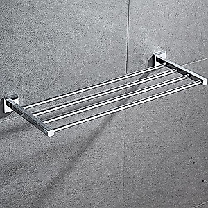 YDYFC Copper Bathroom Towel Rails Shelf, Wall Mounted 4-rods Storage Shelves, Kitchen Dish Cloths Hanger, 9 Sizes 30cm-80cm, Chrome (Size : 15.7inch(40cm))