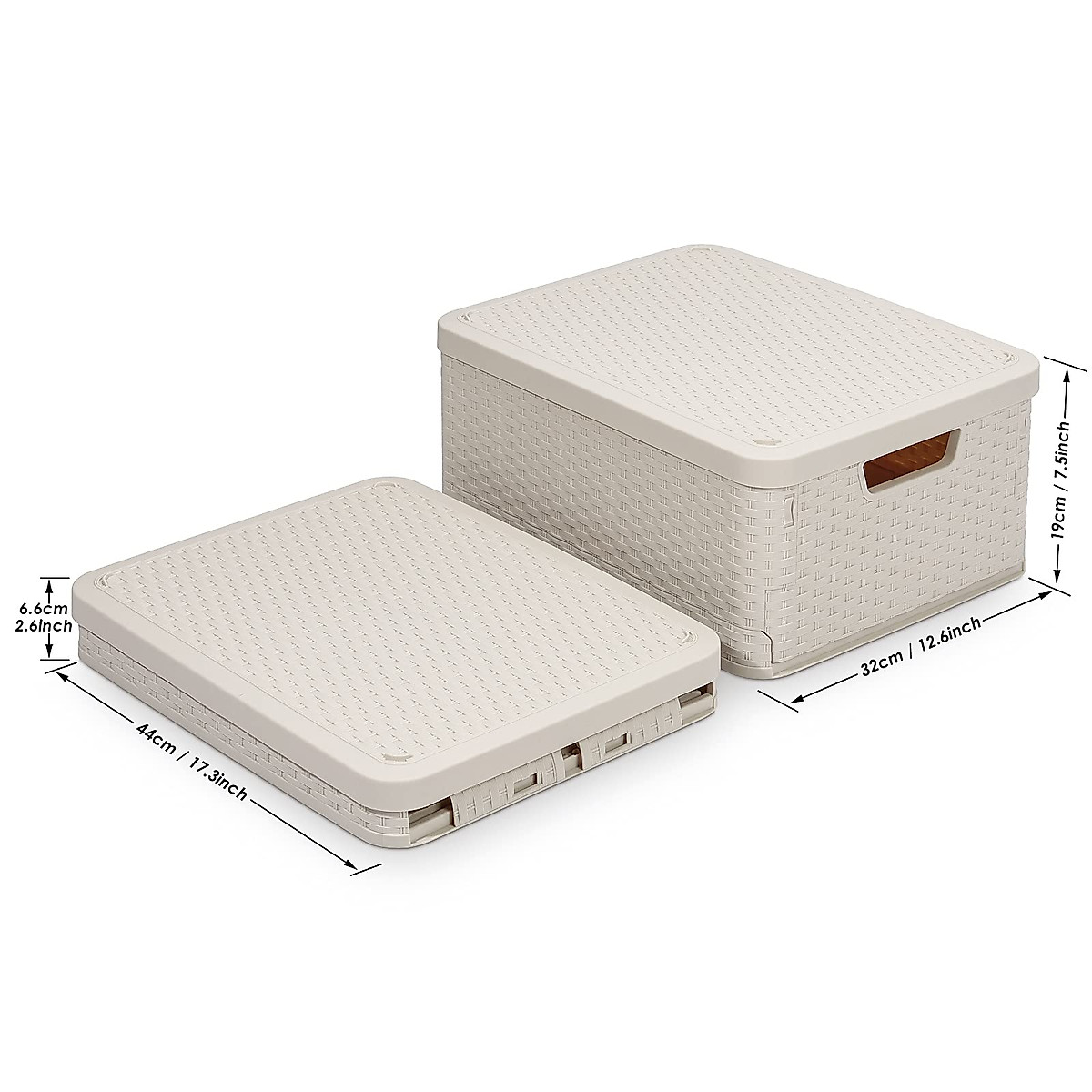 Pack of 4 Folding Storage Boxes with Lids Foldable Plastic Storage Bins Organizer Container Shelf Basket with Lid for Home Bedroom Closet Office