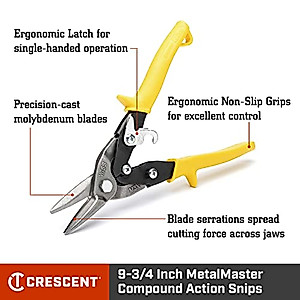 Wiss 9-3/4 Inch MetalMaster Compound Action Snips - Straight, Left and Right Cut - M3R