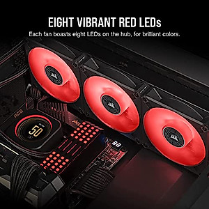 CORSAIR ML140 LED Elite, 140mm Magnetic Levitation Red LED Fan with AirGuide, Single Pack, Black