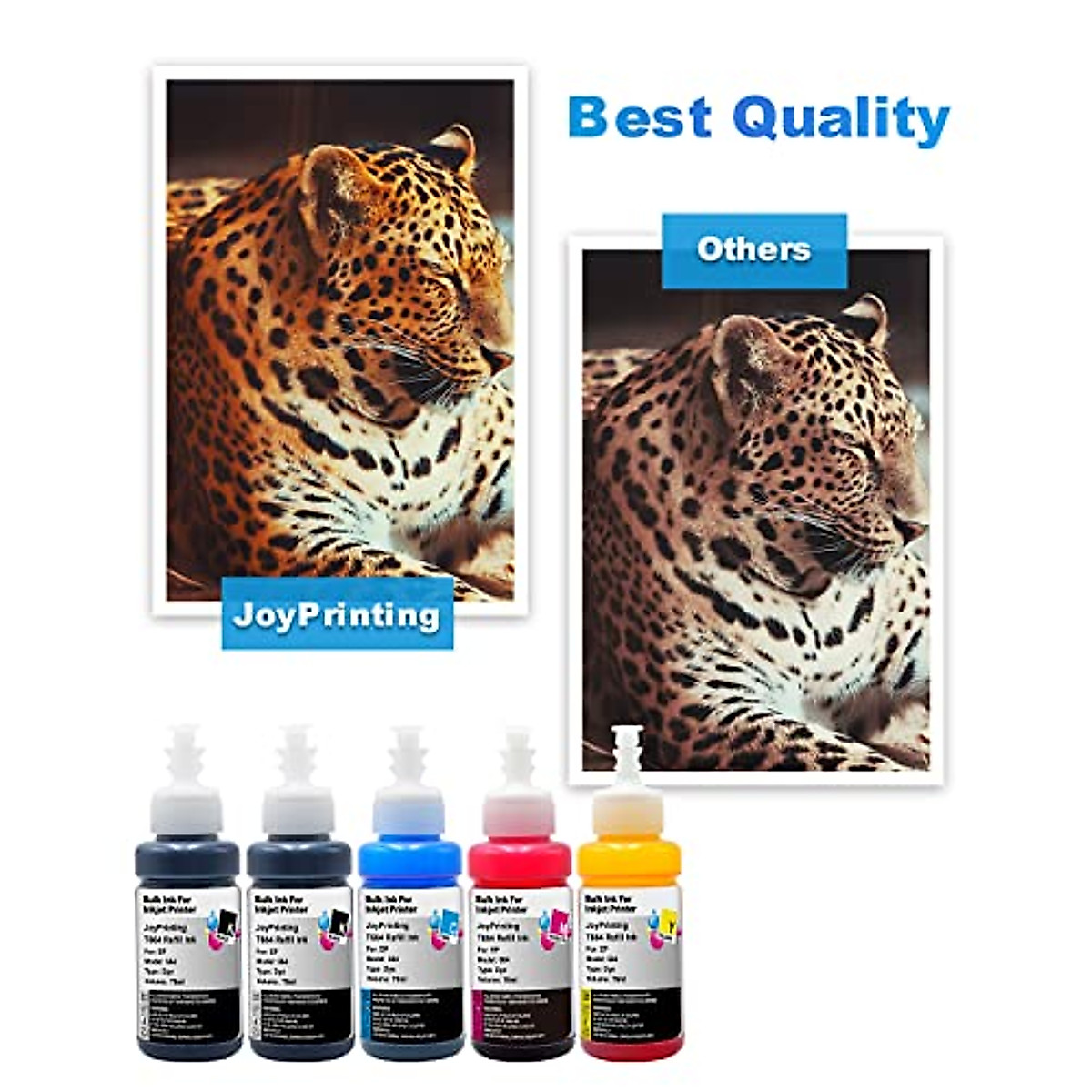 JoyPrinting Epson 664 Ink Refill Bottles Replacement for T664 Ink Work for EcoTank ET-2650 ET-2500 ET-2550 ET-2600 ET-4500 ET-14000 L100 L110 L120 L200 L210 L300 L350 L355 L550 L555 Printers (5 Pack)