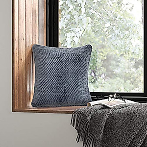 LR Home Frost Blue Woven Throw Pillow, 20" x 20"