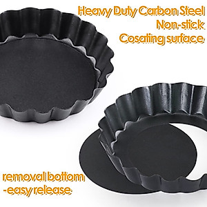 Cyimi Mini Tart Pan Set of 12, Non-Stick 4 Inch Quiche Pan, Removable Bottom Tart Pan for Pies, Quiche Bakeware, Cheese Cakes, Desserts and more