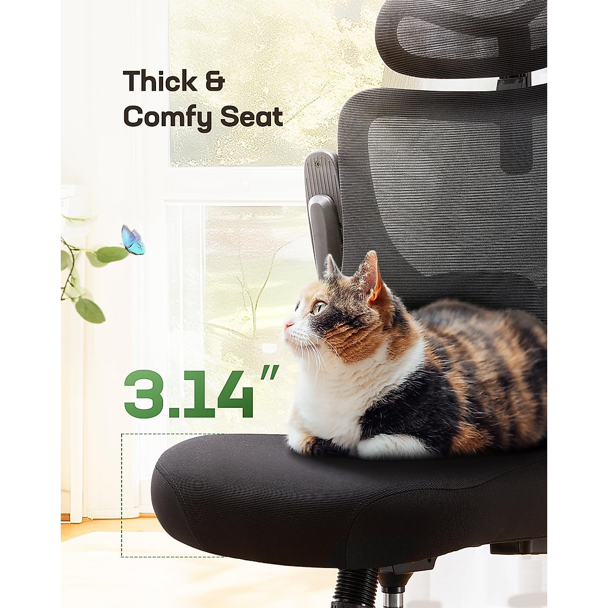 Marsail Ergonomic Office Chair: Office Computer Desk Chair with High Back Mesh and Adjustable Lumbar Support Rolling Work Swivel Task Chairs with Wheel 3D Armrests and Headrest