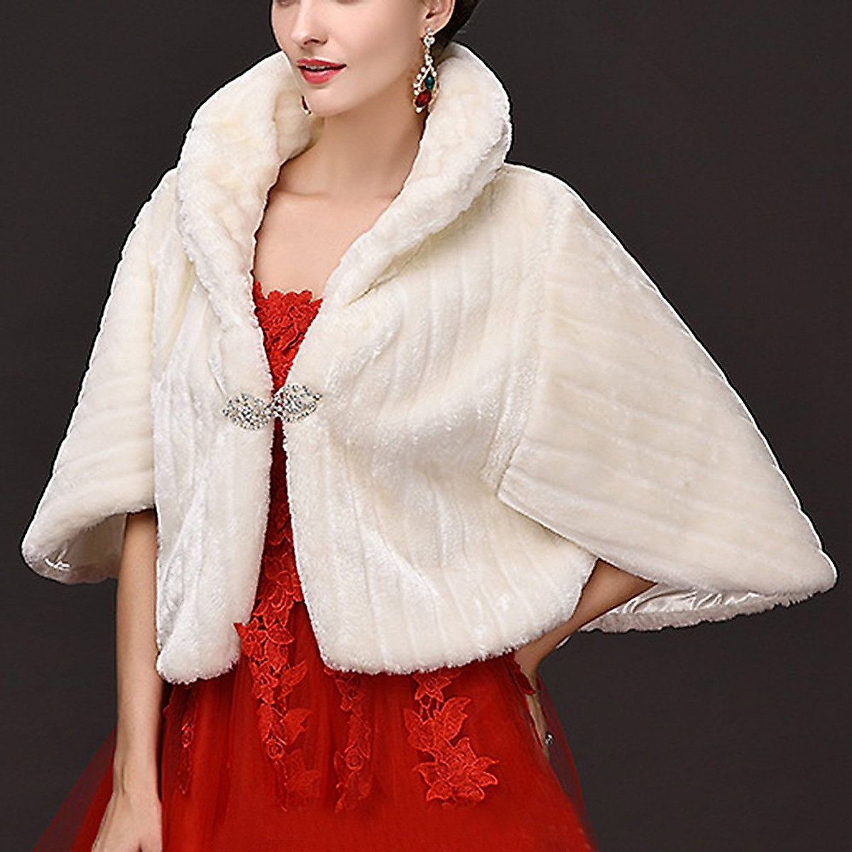 BIBOSS Faux Fur Shawls and Wraps,Thicken Winter Warm Scarf Wrap Shawl Shrug Fur Stole for Wedding Evening Party Prom Banquet