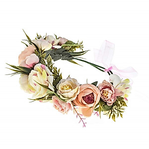 Vividsun Adjustable Flower Crown Floral Headpiece Floral Crown Wedding Festivals Photo Props (Camellia champagne)