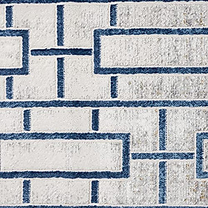 Abani Atlas 5'x8' Blue/Grey Area Rug, Rectangle Design - Durable Non-Shedding - Easy to Clean