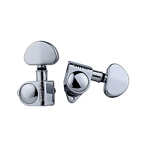 Guyker Guitar Machine Heads (3L + 3R Handed) – 1:21 Sealed Tuners Tuning Key Pegs with Big handle Replacement for Electric, Folk or Acoustic Guitars – Chrome, GK102C