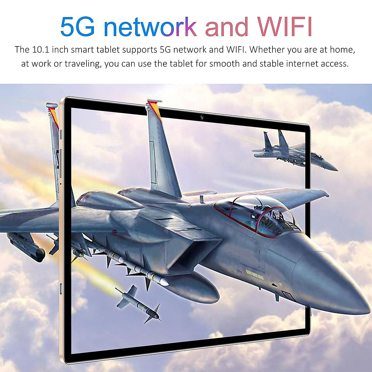 ICRPSTU GPS Tablet, 5G WiFi Digital Tablet 7000mAh 1960 X 1080 Resolution 8GB RAM 256GB ROM 10.1 Inch with Keyboard for Study Recreation (US Plug)