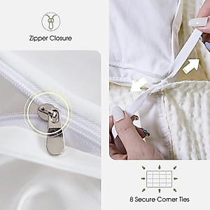 Grassix Waffle Weave Duvet Cover Queen Size 100% Cotton Duvet Cover Set with Zipper Closure Soft Breathable Textured Bedding Set for All Seasons, Comforter Cover Cream White 90"x90"