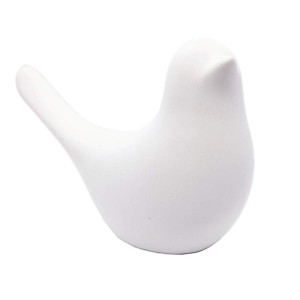 KiaoTime New French Country Garden Cottage Bird Figurine Decorative Ceramic Animal White Bird Figurine, Bird Statue, Bird Sculpture Home Garden Furniture Desktop Mantel Wedding Décor