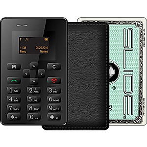 Slide Wallet Size Unlocked Mini Cell Phone Worldwide 2G GSM Service, Black/Silver