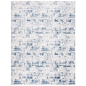 SAFAVIEH Amelia Collection 9' x 12' Blue/Grey ALA786M Modern Abstract Distressed Non-Shedding Living Room Bedroom Dining Home Office Area Rug