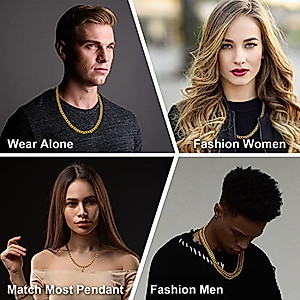 Evegfts Gold Chain for Men, 5MM Mens Chain Cuban Link Chain Necklace for Men Women Boy Girls Super Sturdy Shiny 20 Inch