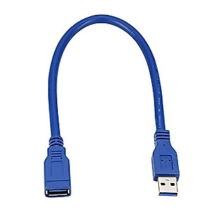 RIITOP Short USB 3.0 Extension Cable Type A Male to Female Blue 1 Foot (2-Pack)