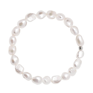 Paialco 8-9MM Freshwater Cultured Baroque Pearls Stretch Bracelet 7.0 Inches, Natural White Color