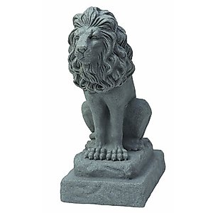 EMSCO Group Guardian Lion Statue – Natural Granite Appearance – Made of Resin – Lightweight – 28” Height