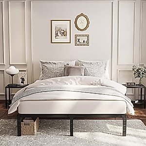 zunatu 14-Inch Metal Bed Frame Platform Heavy Duty Sturdy Foundation with Storage Space Squeak Resistant Easy Assembly,NO Box Spring Needed, Queen