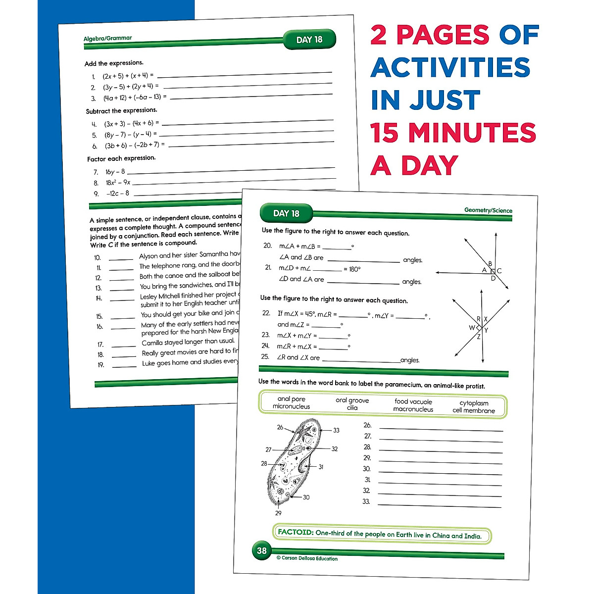 Summer Bridge Activities 7th to 8th Grade Workbook, Math, Reading Comprehension, Writing, Science, Social Studies, Fitness Summer Learning Activities, 8th Grade Workbooks All Subjects With Flash Cards
