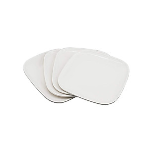 M&B GWPP Melamine Square Plates for Party, Set of 4 Dessert Salad Plates, Snacks, Appetizer Plates for restaurant indoor or outdoor picnic camping. (White)