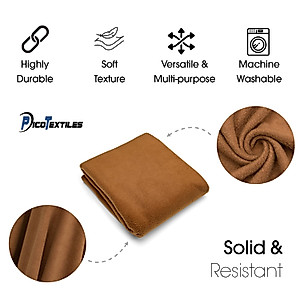 Pico Textiles 1 Yard - Dark Camel Solid Fleece Fabric - Solid Color Fleece Fabric - Sold by The Yard - Variety of Colors - Ideal for Sewing Projects, Scarves, No Sew Fleece Throws and Tie Blankets.
