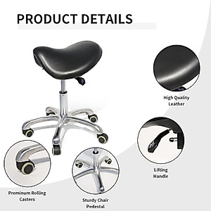 LIMKOMES Saddle Stool Salon Chair Ergonomic Adjustable Swivel Stool Chair with Hydraulic Lifting Height Adjustable Rolling Stool for Office Desk Clinic Dentist Spa