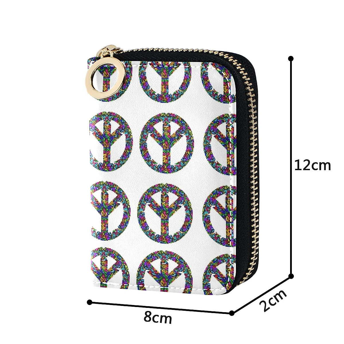 Peace Signs Seamless On White Credit Card Coin wallet, RFID Blocking Compact Women Leather Card Holder, Key Change Organizer, Zipper Purse Clutch Pouch Pocket