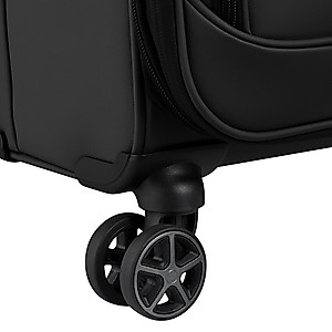DELSEY PARIS Sky Lite 24-Inch Medium Lightweight Check-In Luggage - Water-Resistant Polyester, Dual Spinner Wheels, Multiple Exterior Pockets, Black - Softside Bag for Easy Travel