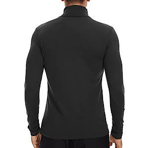 SIMIYA Mens Turtleneck Long Sleeve Shirts, Slim Fit Thermal Turtleneck for Men Basic Lightweight Thermal Underwear Top Black