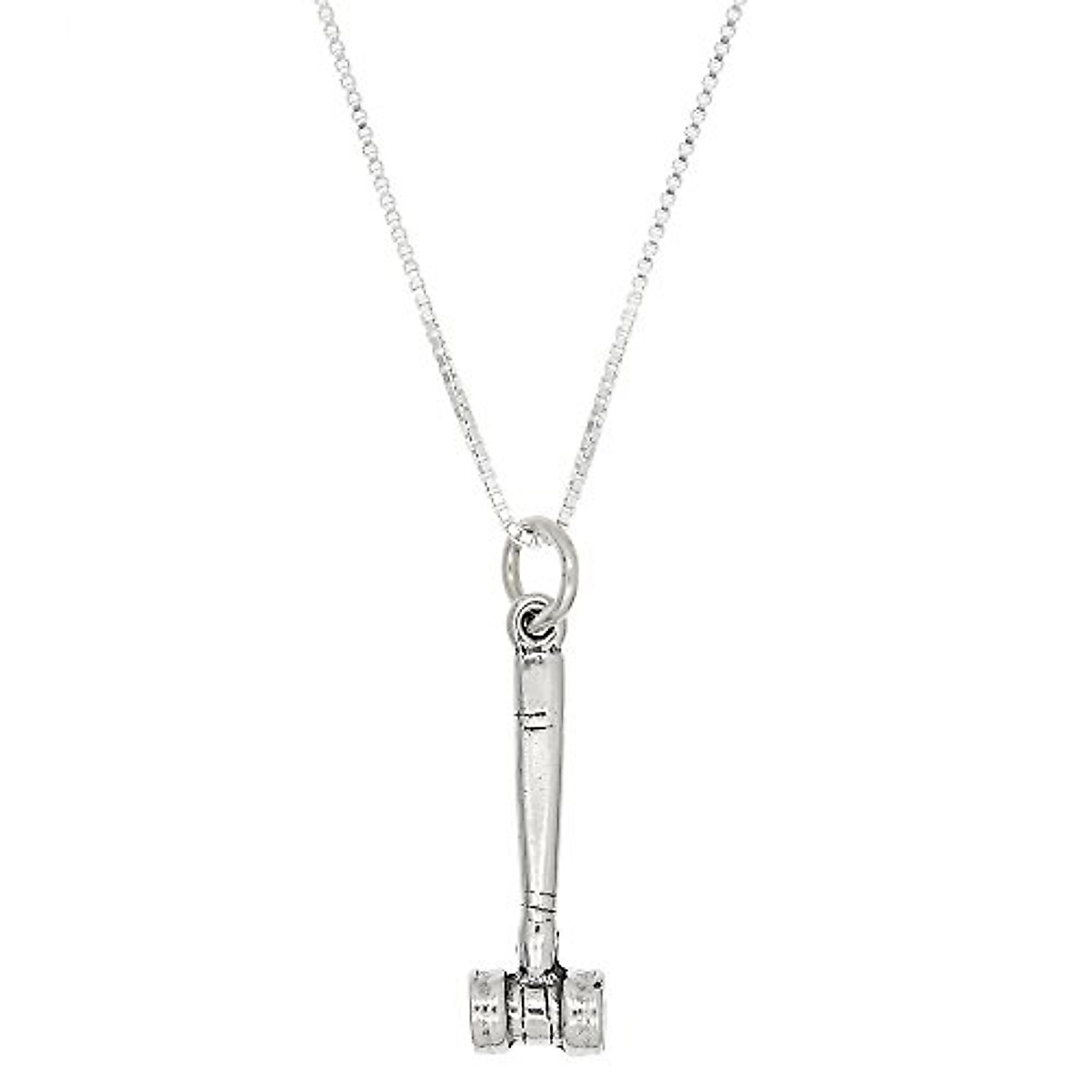 LGU Sterling Silver Oxidized Three Dimensional Judicial Gavel Necklace (20 Inches)