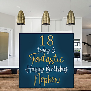 Stuff4 Fantastic 18th Birthday Cards for Nephew - 18 Today & Fantastic - Happy Birthday Card for Nephew from Aunt Uncle, Nephew Birthday Gifts, 5.7 x 5.7 Inch Birthday Greeting Cards Gift for Nephew