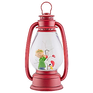LED Snoopy and Friends Crimson Red 11 x 6 Resin Holiday Snow Globe Swirl Dome