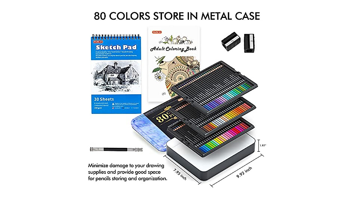 80 Colored Pencils Set for Creativity - Shuttle Art Soft Core Pencils