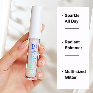 Erinde Liquid Glitter Eyeshadow Eyeliner, Metallic Shimmer Glitter Eyeshadow Liner, High Pigment Colored Eyeliner, Waterproof Long Lasting Sparkle Christmas Eye Makeup for Women, Star Silver