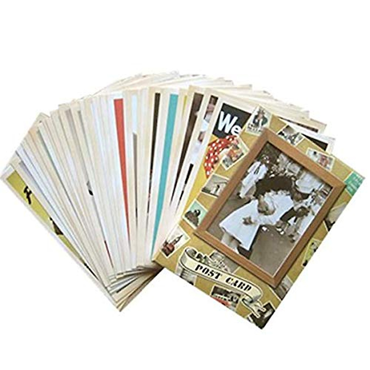 2 set Vintage Retro Old Travel Postcards for Worth Collecting, Collectable Vintage Postcards Bulk Pack, 64 Pcs